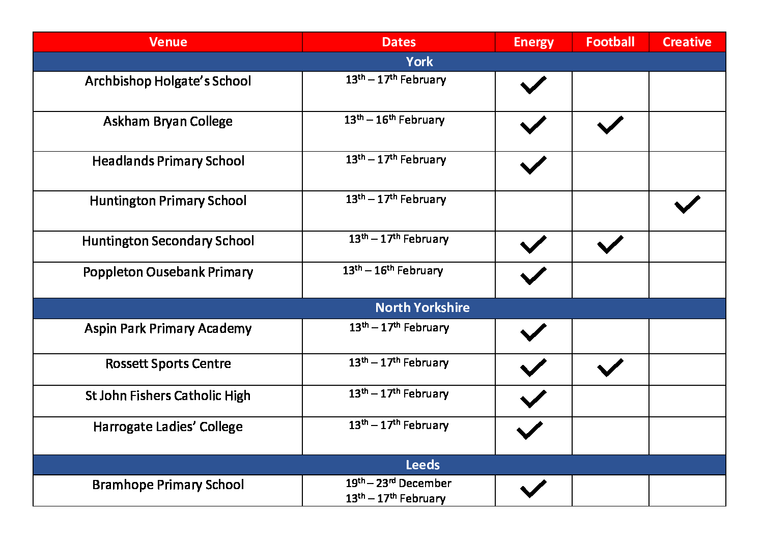 Holiday Clubs – Total Sports Limited